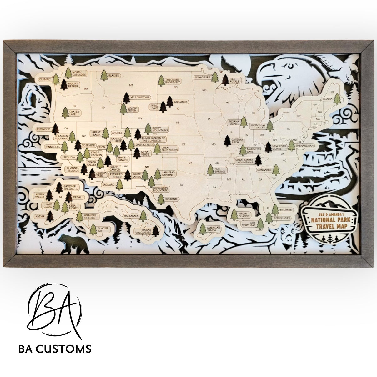 US National Parks Guide Map – BA Customs Engravings